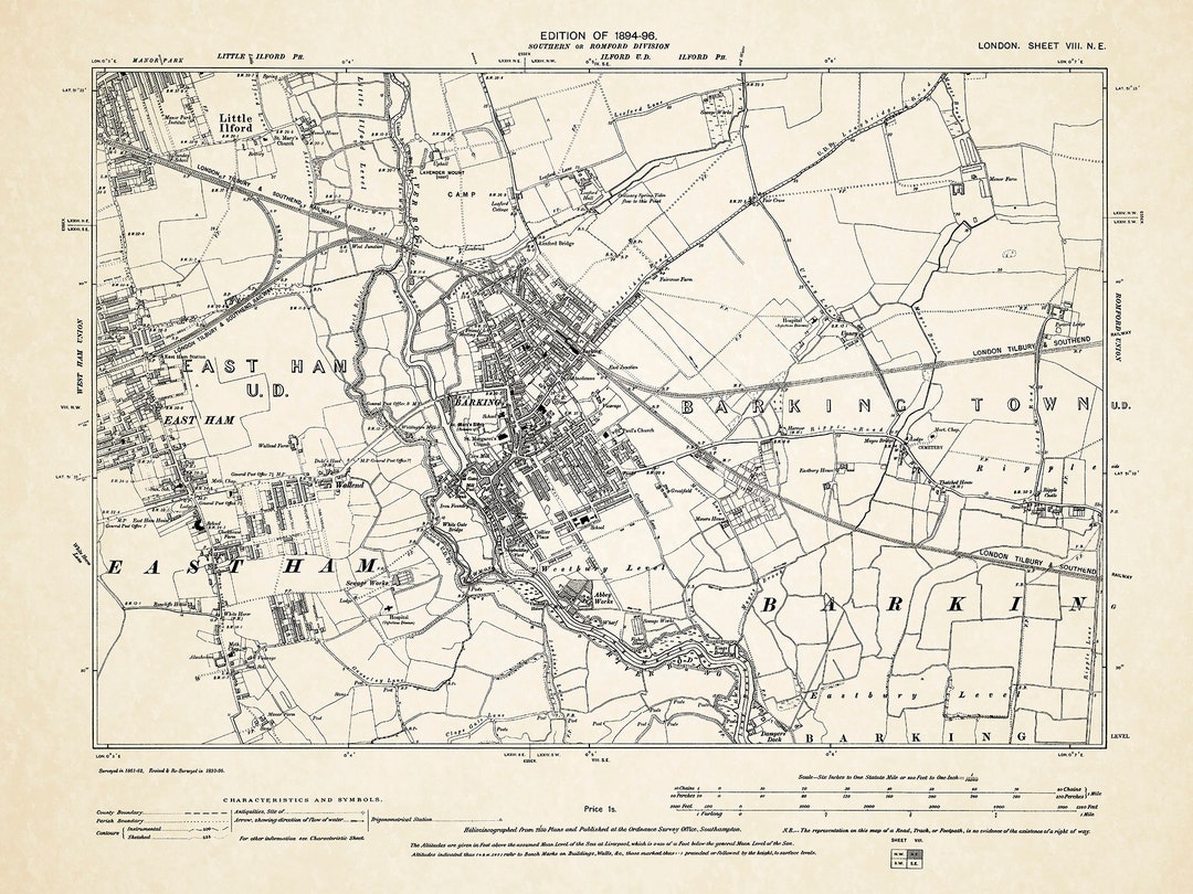 Old Map of London - East Ham, Little Ilford 1896 8-NE - Etsy UK