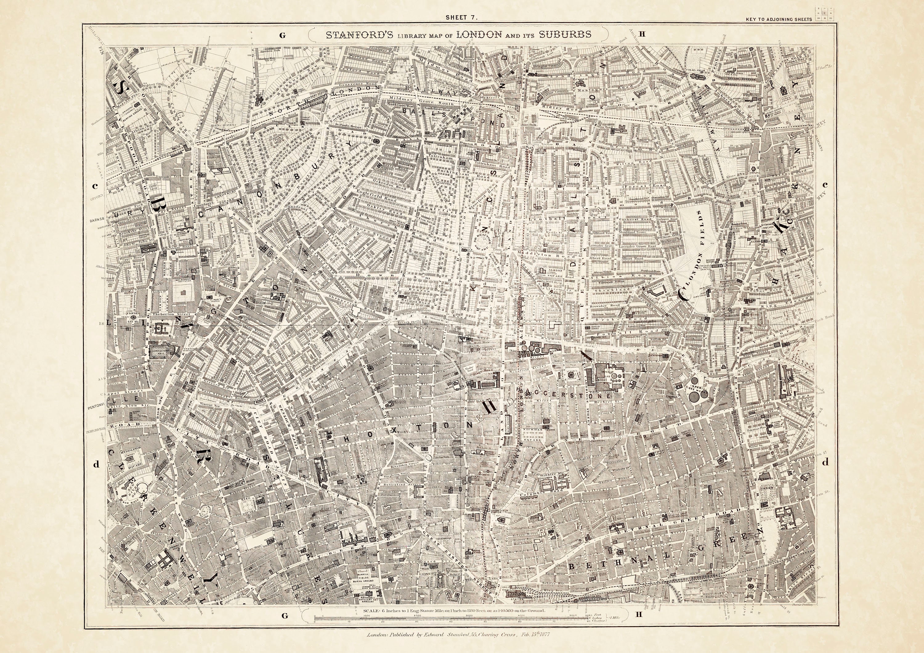 Old Map London 1877, Sheet 7 -reproduction - Clerkenwell, Islington ...