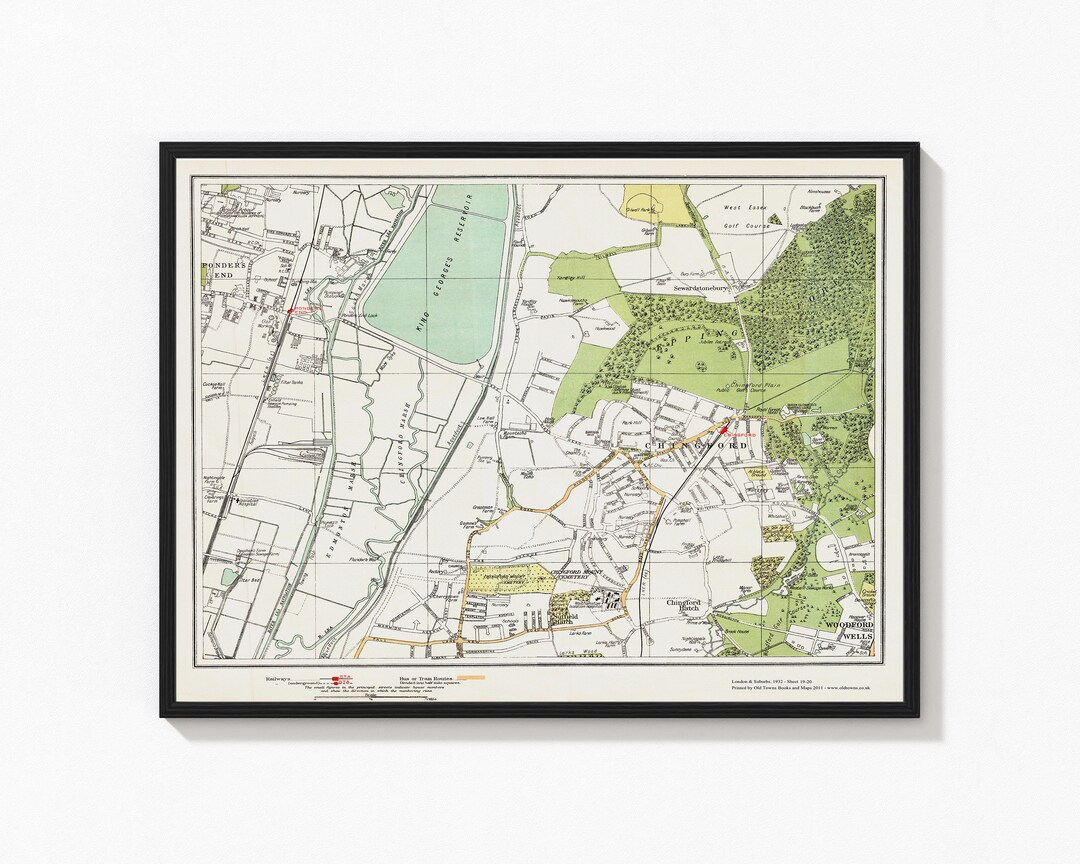 London 1932 Series Showing Ponders End east, Chingford Area, Map 19-20 ...