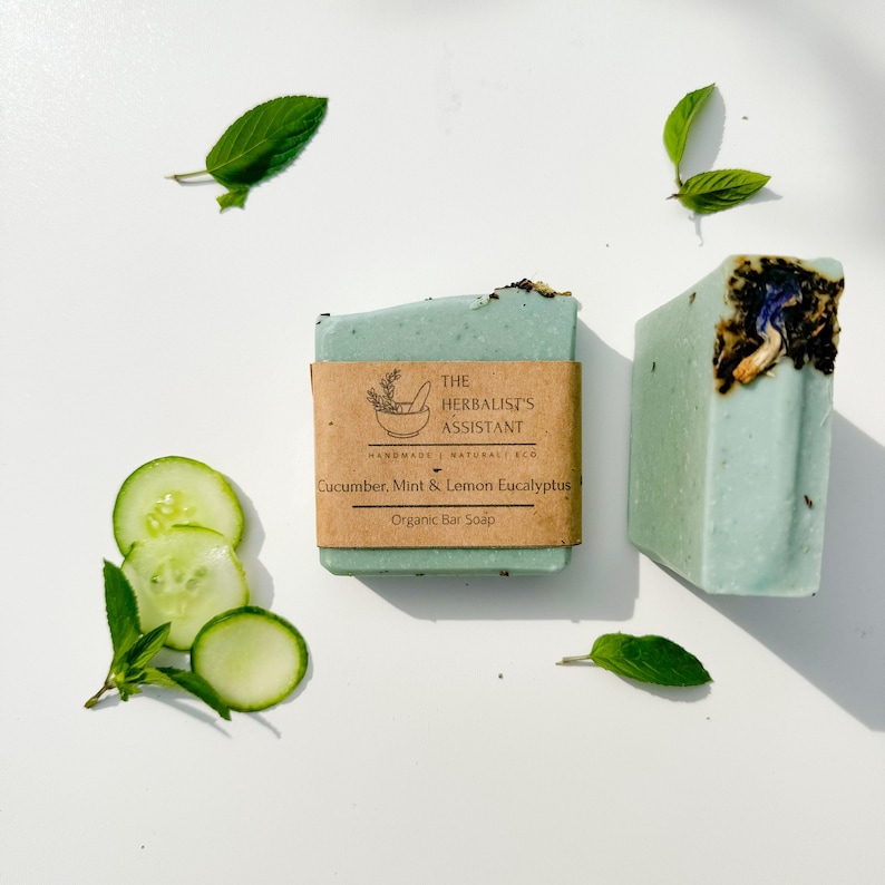 Cucumber, Mint & Lemon Eucalyptus Bar Soap | Handmade, Vegan, Organic Soap | Cold Process Mint ...