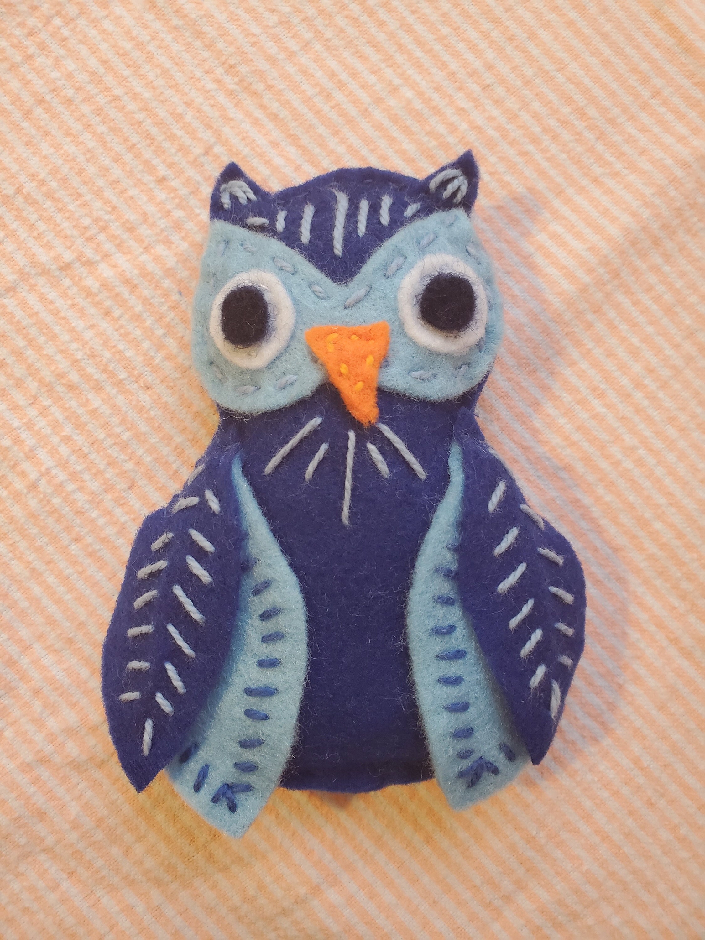 Wise Owl Stuffie Blue Felt Owl Stuffed Animal Hand Stitched | Etsy