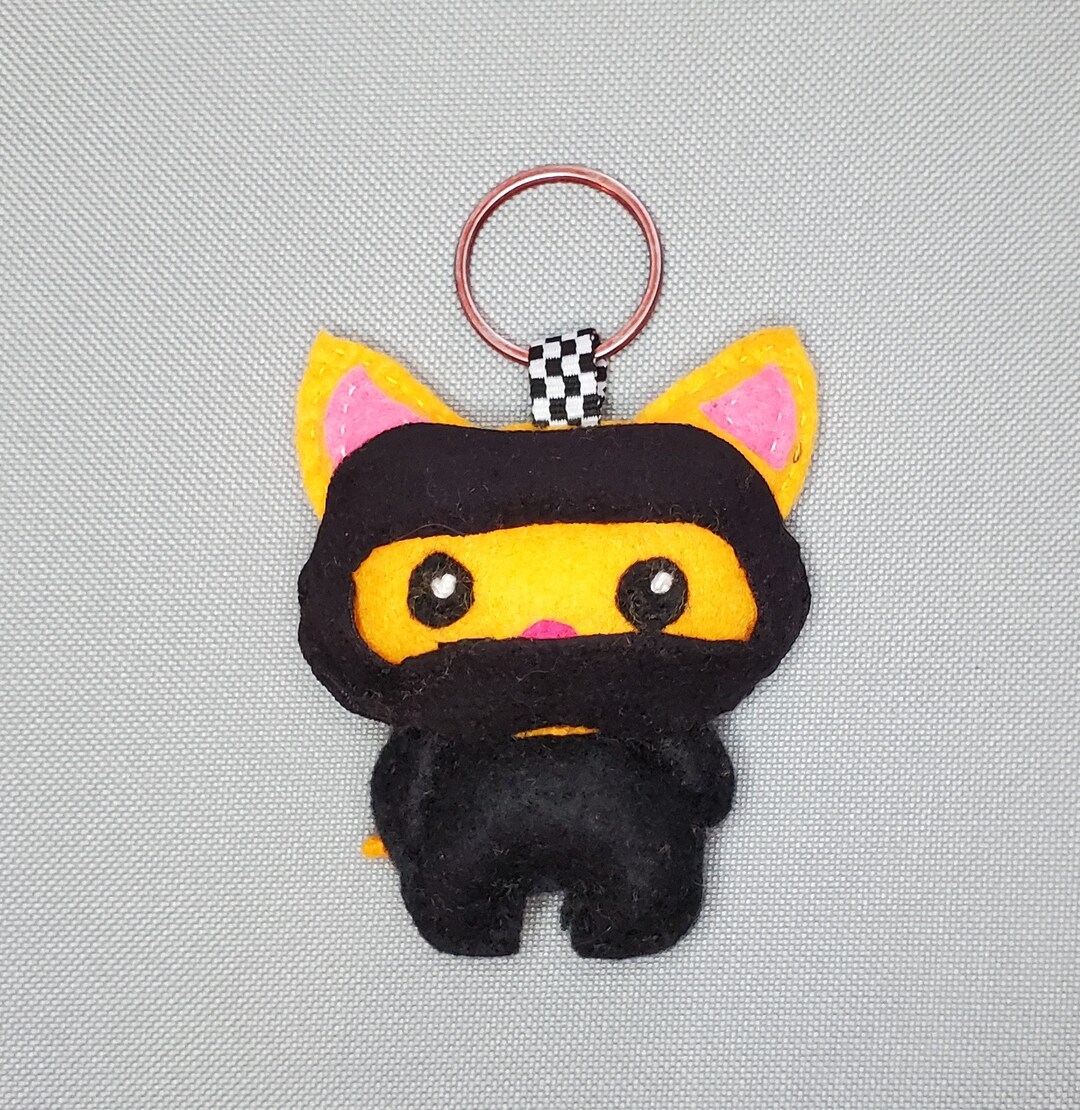 Ninja Cat Felt Plush Keychain - Etsy