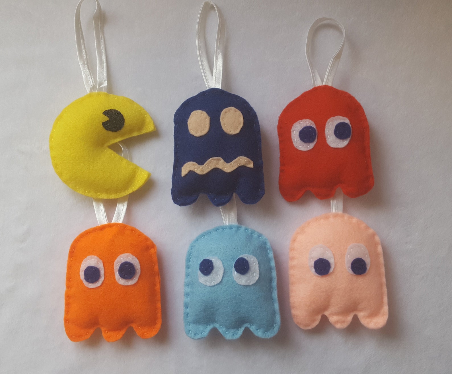 Felt Pac-man & Ghosts Set of 6 Mini Felt Stuffies Pacman and | Etsy Canada