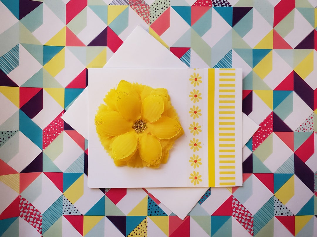 Handmade Yellow Flower Greeting Card Blank Inside for Any - Etsy
