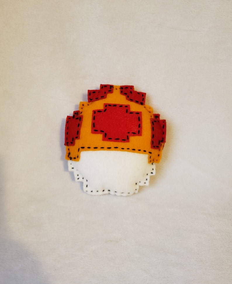 Pixelated Super Mario Mushroom Hand Stitched Felt Nintendo - Etsy