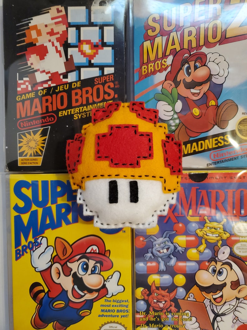 Pixelated Super Mario Mushroom Hand Stitched Felt Nintendo - Etsy