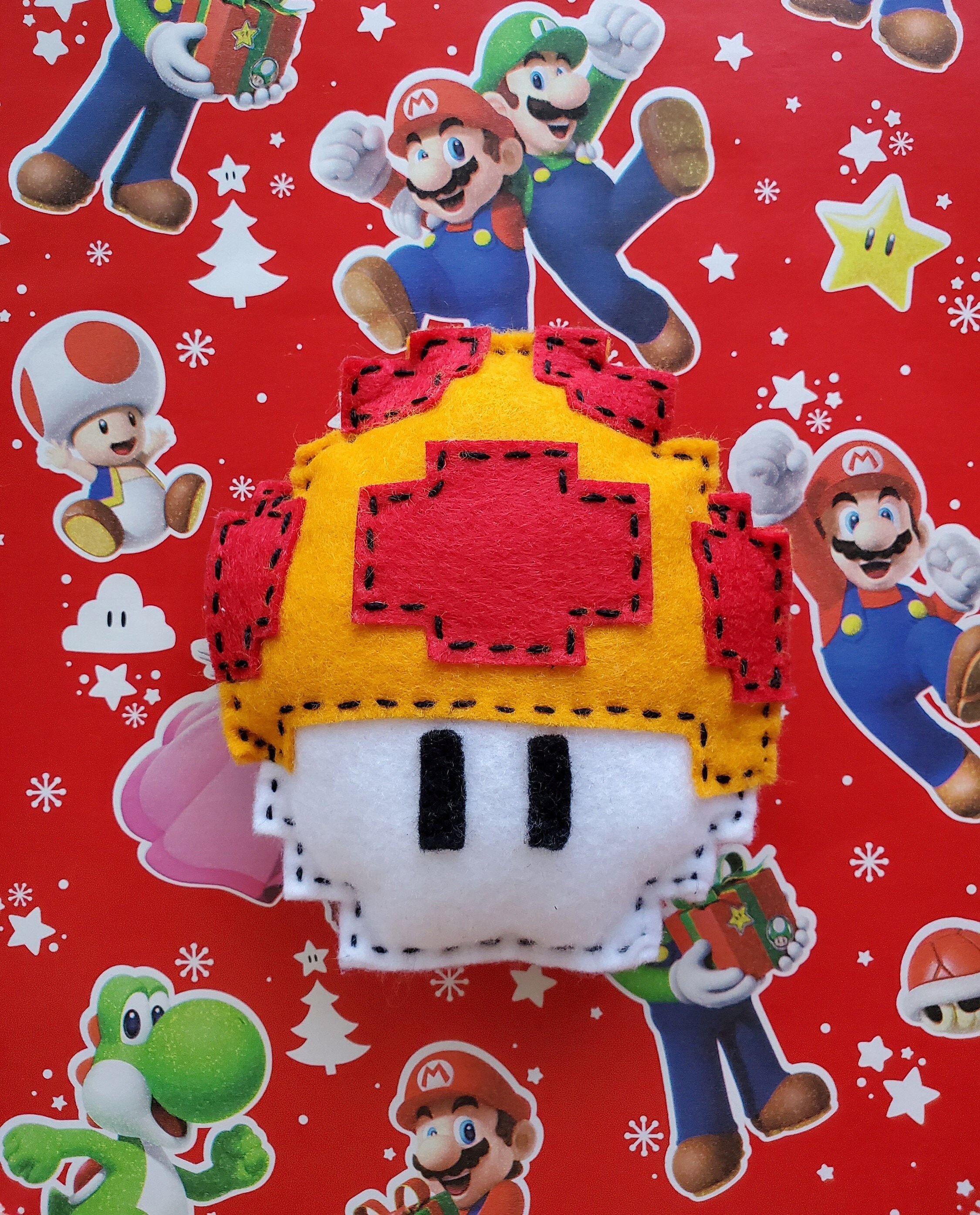 Pixelated Super Mario Mushroom Hand Stitched Felt Nintendo - Etsy