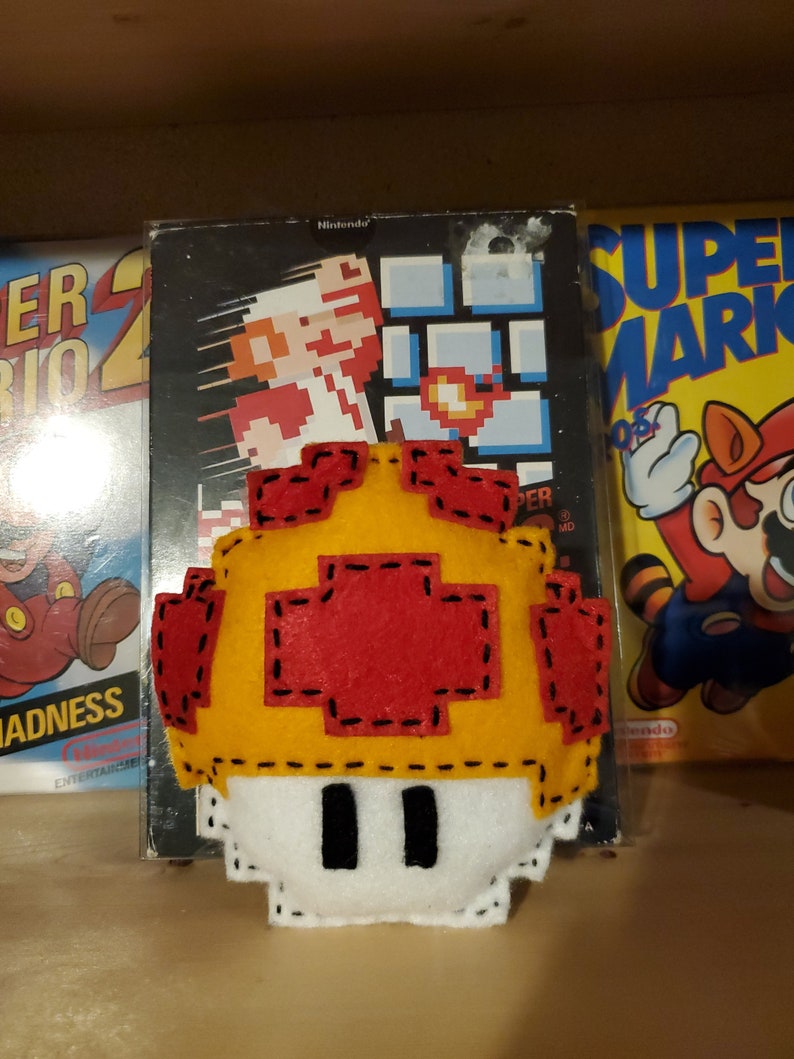 Pixelated Super Mario Mushroom Hand Stitched Felt Nintendo - Etsy