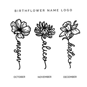 Birth Flower Logo, Name Logo, Signature Logo Template, Flower Name Logo ...