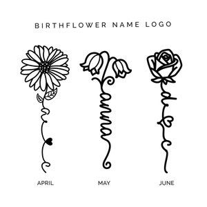 Birth Flower Logo, Name Logo, Signature Logo Template, Flower Name Logo ...