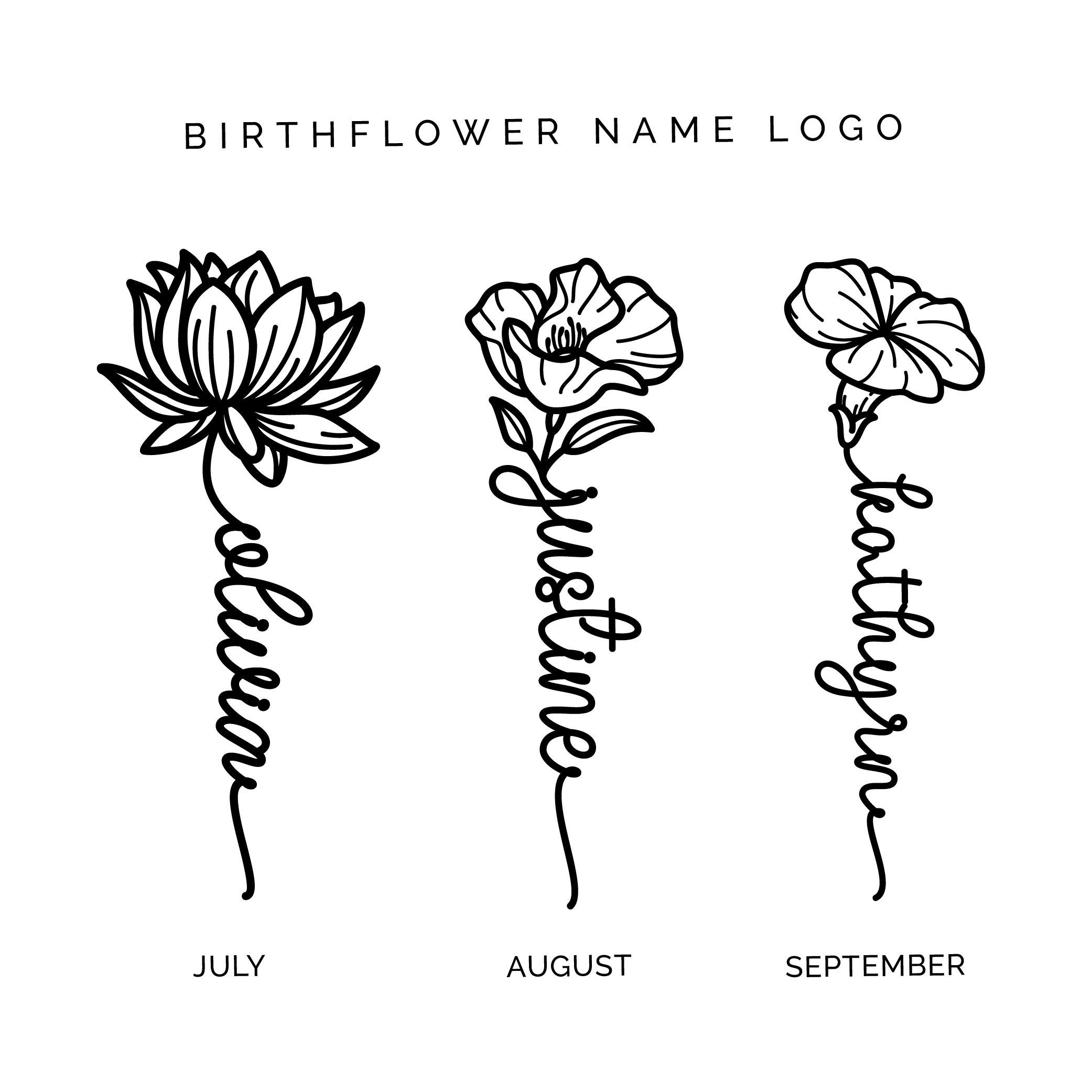 Birth Flower Logo, Name Logo, Signature Logo Template, Flower Name Logo ...