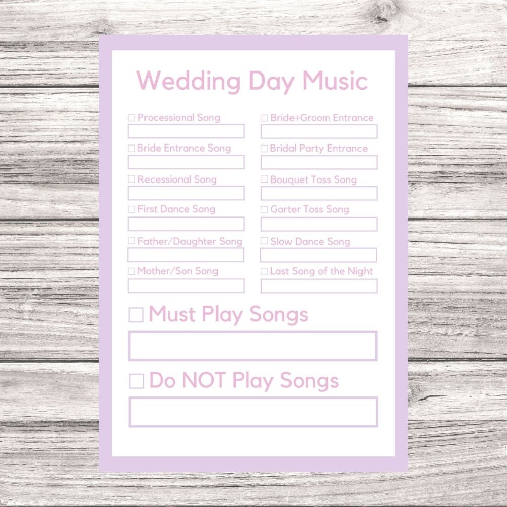 Printable Wedding Song List Wedding Playlist Wedding Music - Etsy Norway