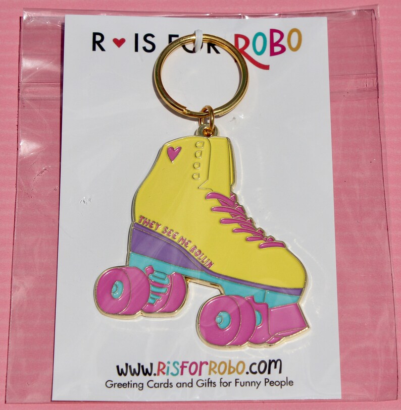 Roller Skate Keychain Enamel 90s Keychain Roller Derby Gifts Cute Retro ...