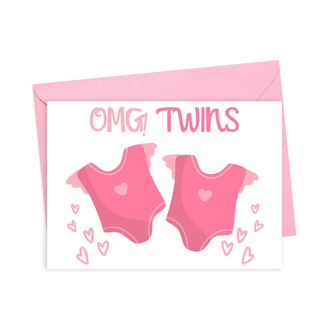 Cute Twin Girls Card - Twins Shower Card - Twin Baby Card ...