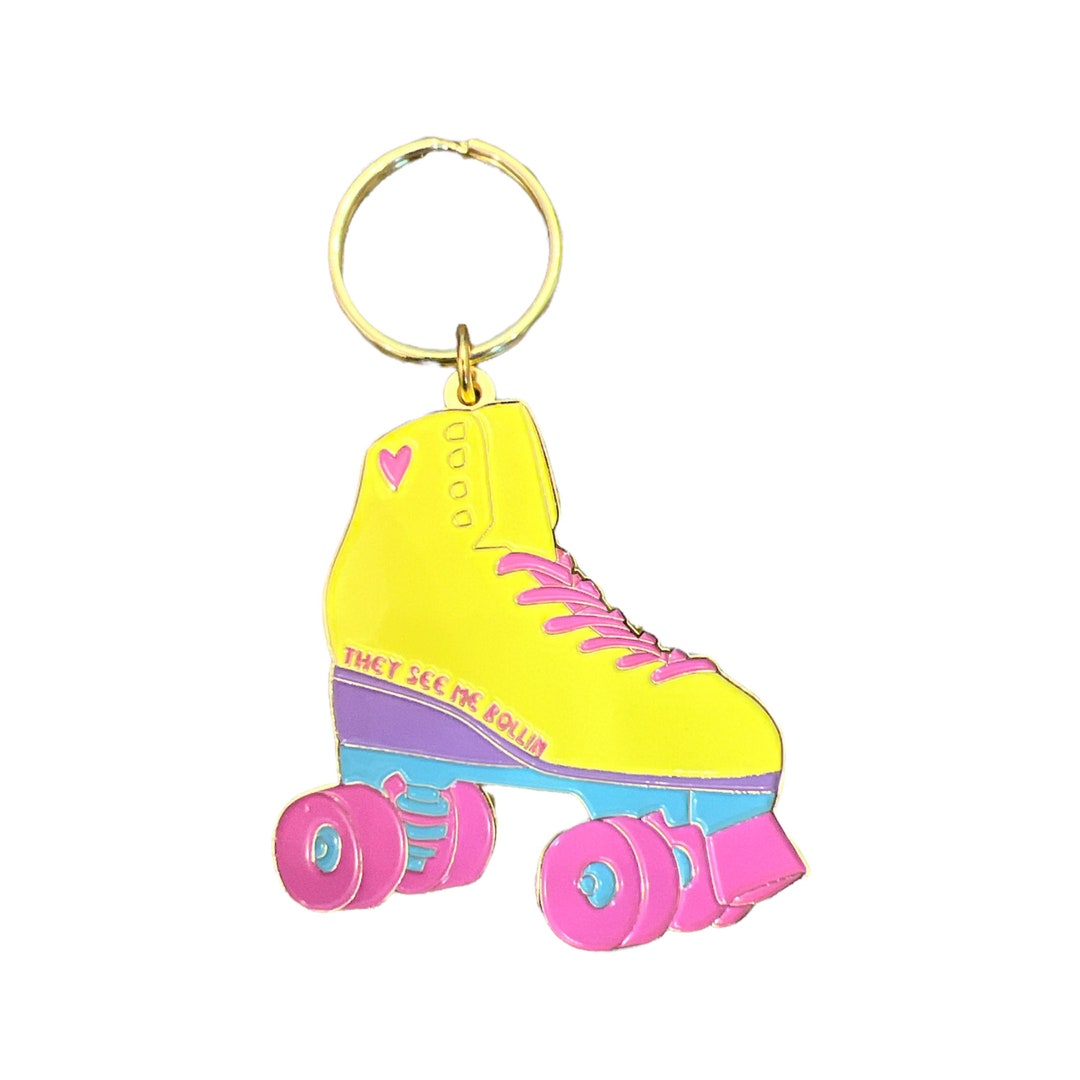 Roller Skate Keychain Enamel 90s Keychain Roller Derby Gifts Cute Retro ...