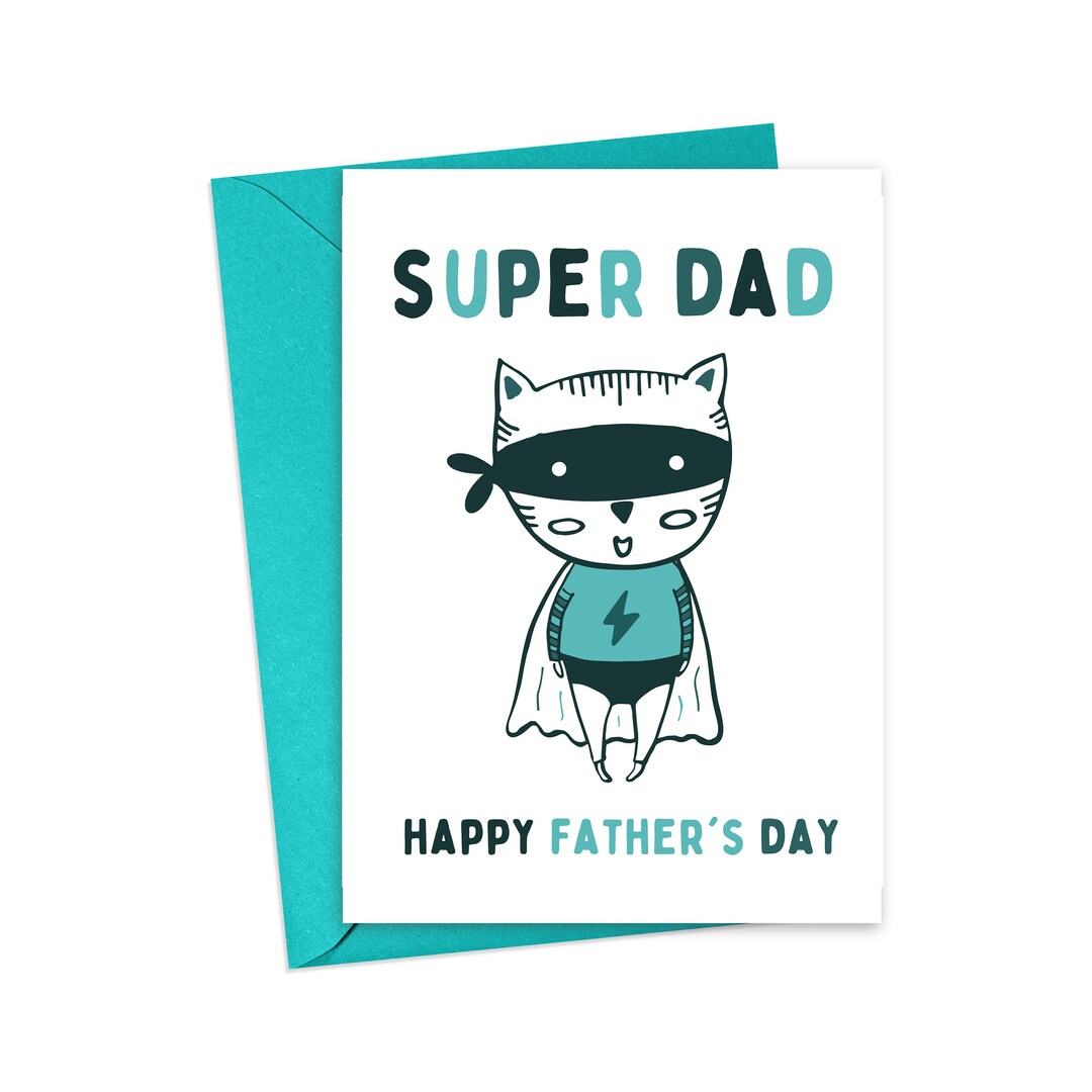 Superhero Fathers Day Card From Kids Funny Fathers Day Card Funny 1st ...