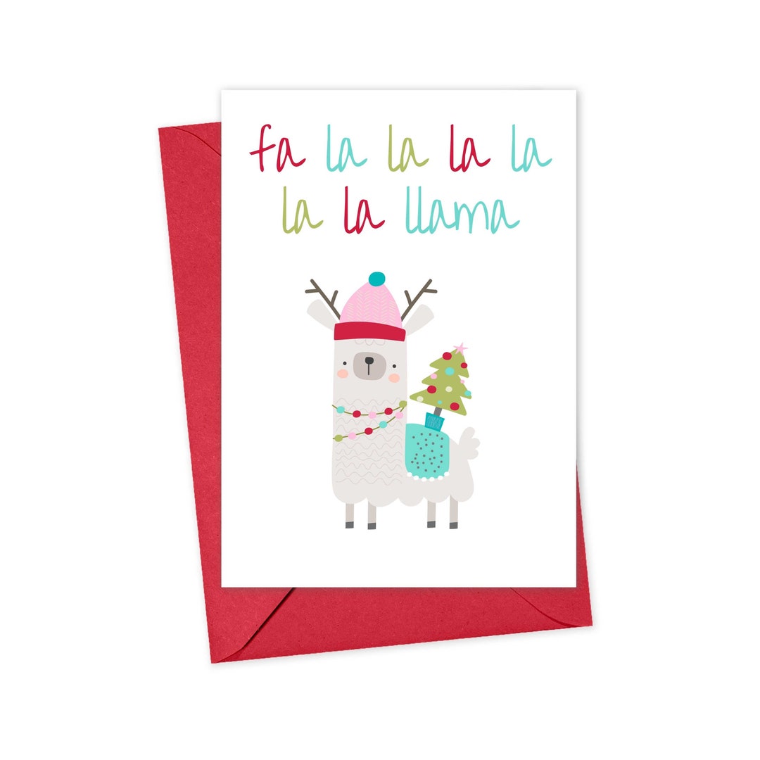 Llama Funny Christmas Cards Funny - Cute Christmas Card - Holiday Pun ...