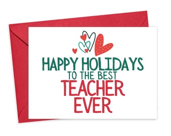 Christmas Card for Teachers Printable Teacher Christmas Card - Etsy