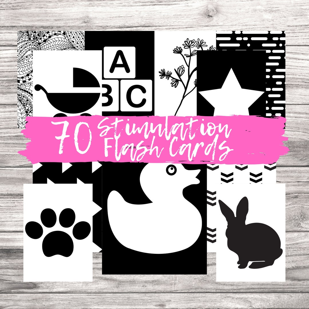 Baby Stimulation Flashcards - Infant Flashcards - Printable Black and ...