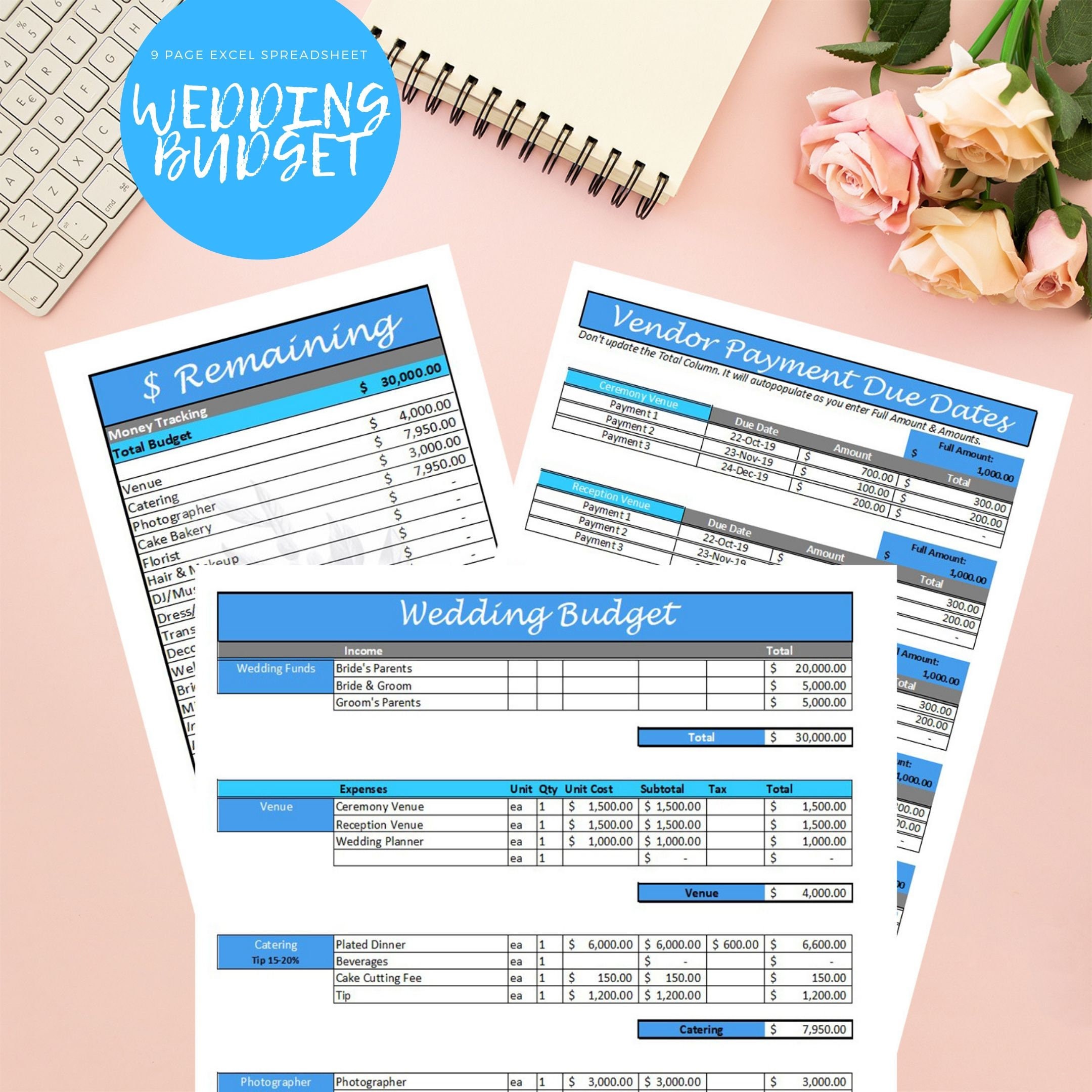 Wedding Budget Spreadsheet Wedding Budget Template Wedding | Etsy