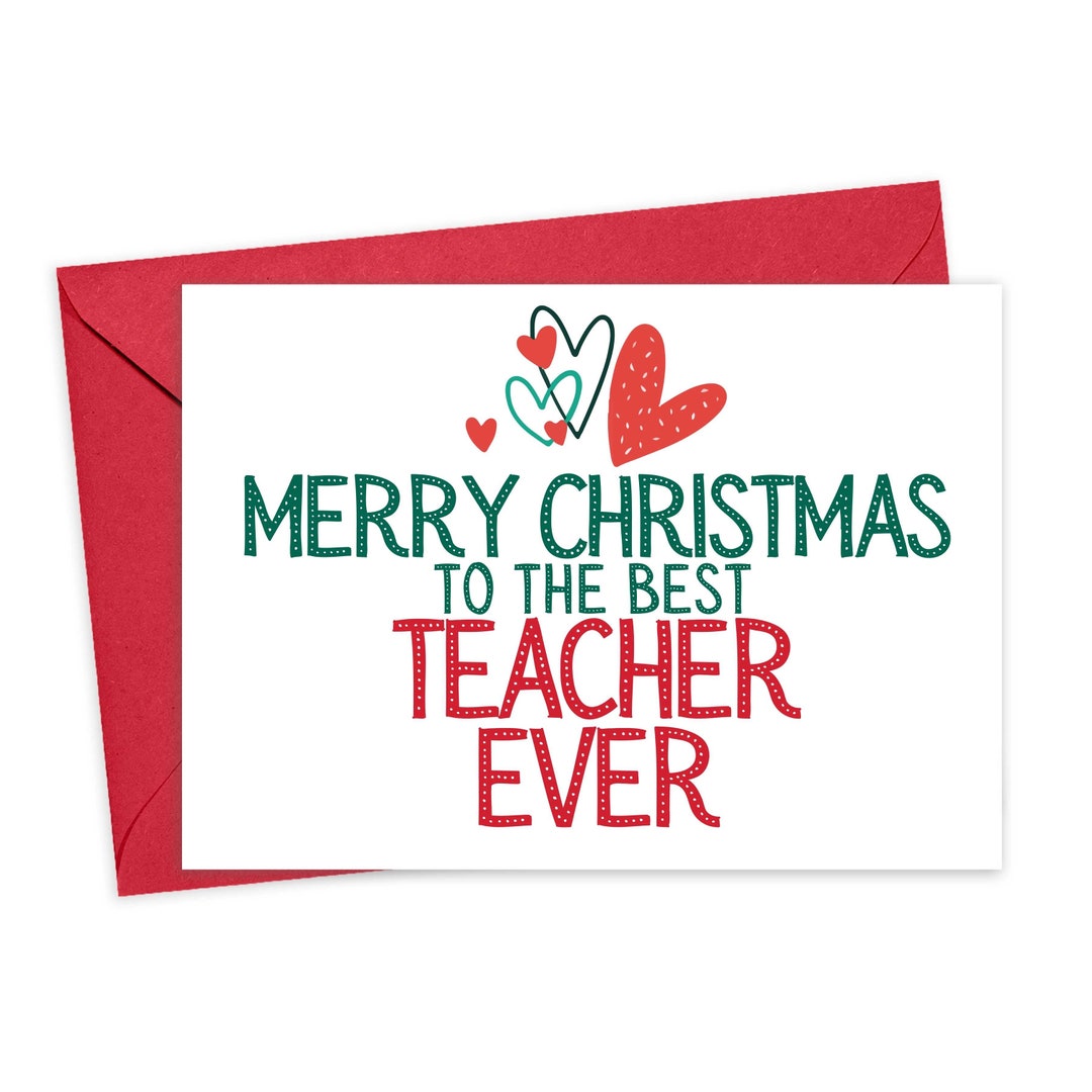 Teacher Christmas Card for Teacher - Christmas Teacher Card - Teacher ...
