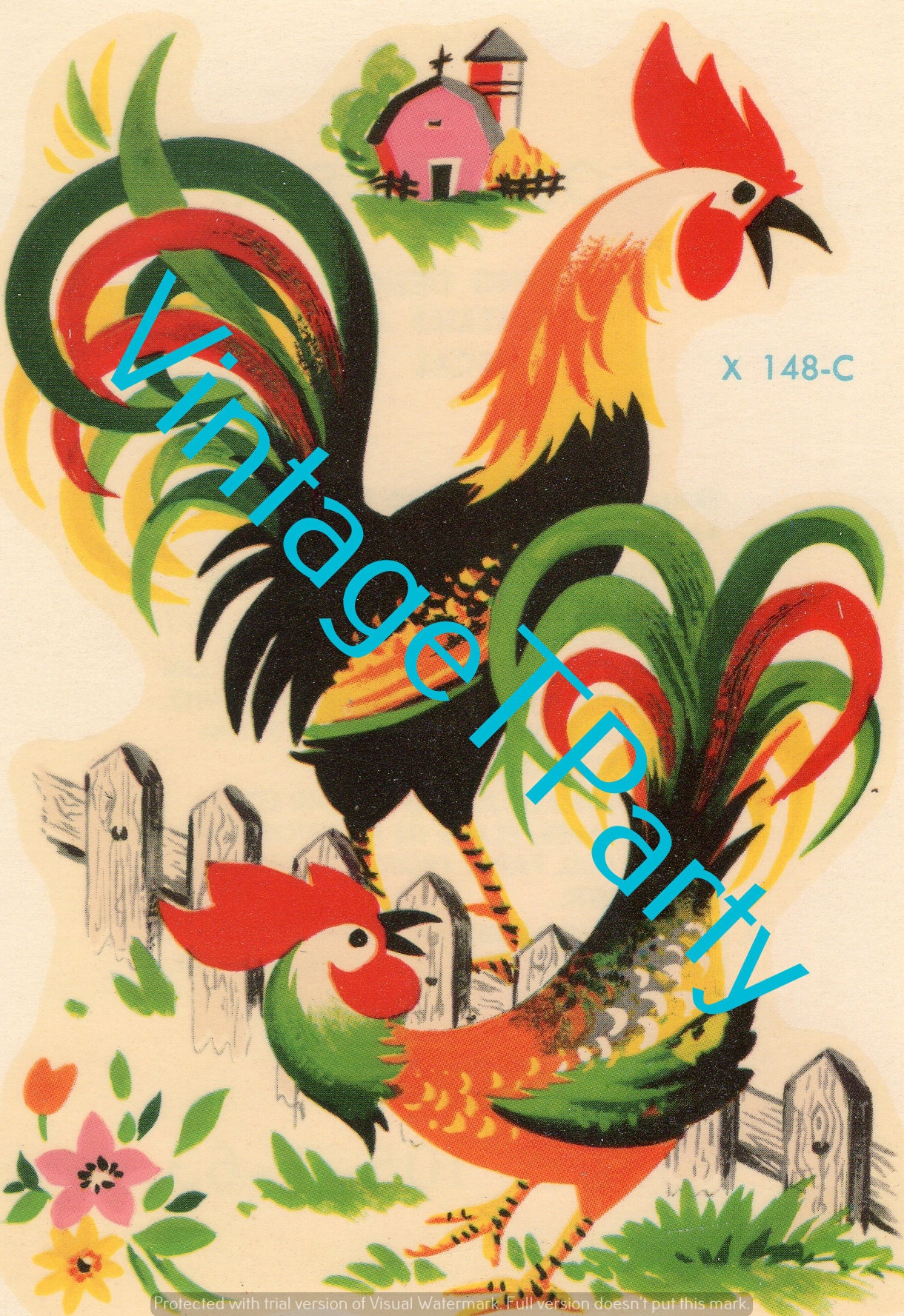 Digital Download Meyercord Vintage Kitchen Decal Roosters - Etsy