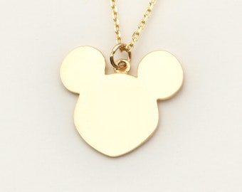 14k Gold Mickey Mouse Necklace - Etsy