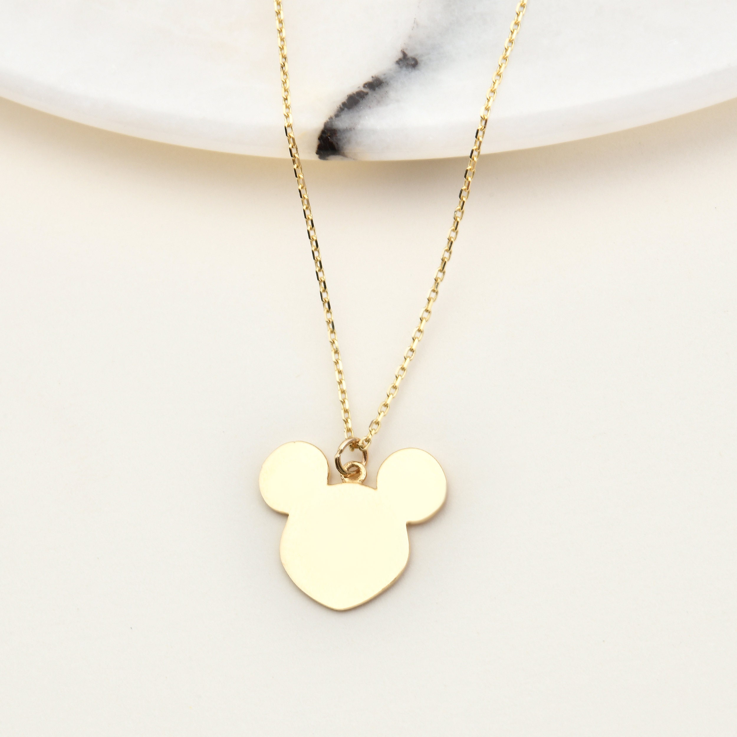Mickey Mouse Necklace 14K Solid Gold Personalized Necklace | Etsy Mickey Mouse Necklace 14K Solid Gold Personalized Necklace | Etsy