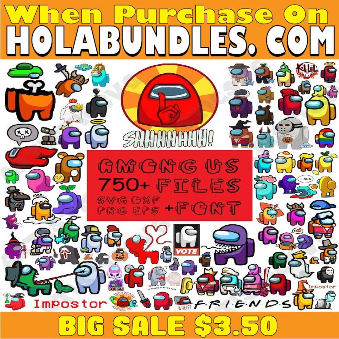 Among Us Svg Bundle Layered Items, Clipart, Game Impasta Characters ...