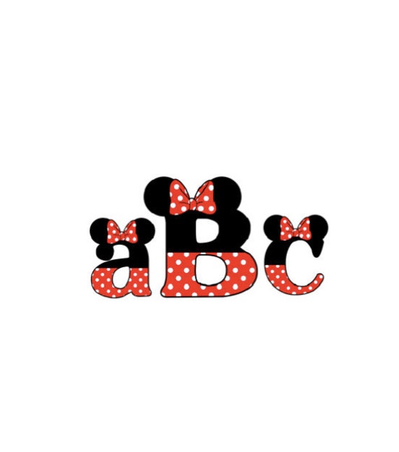 Minnie Mouse Alphabet Font Logo Emblem Monogram Cut SVG DXF | Etsy