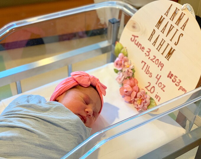 Custom Wood Birth Plaque, Personalised Birth Announcement, Baby Name ...