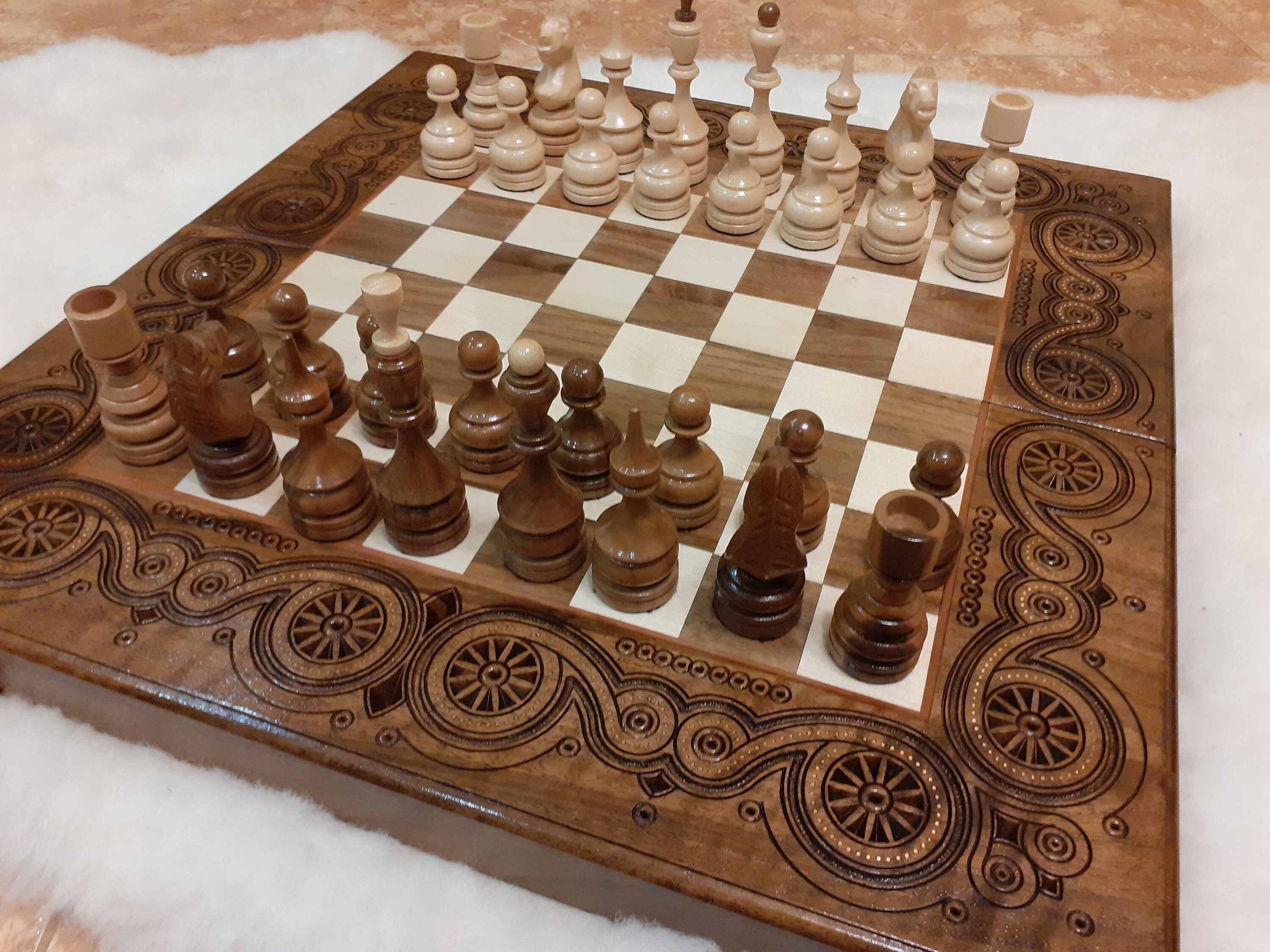 Handmade chess Wooden chess Box for playing chess wood | Etsy