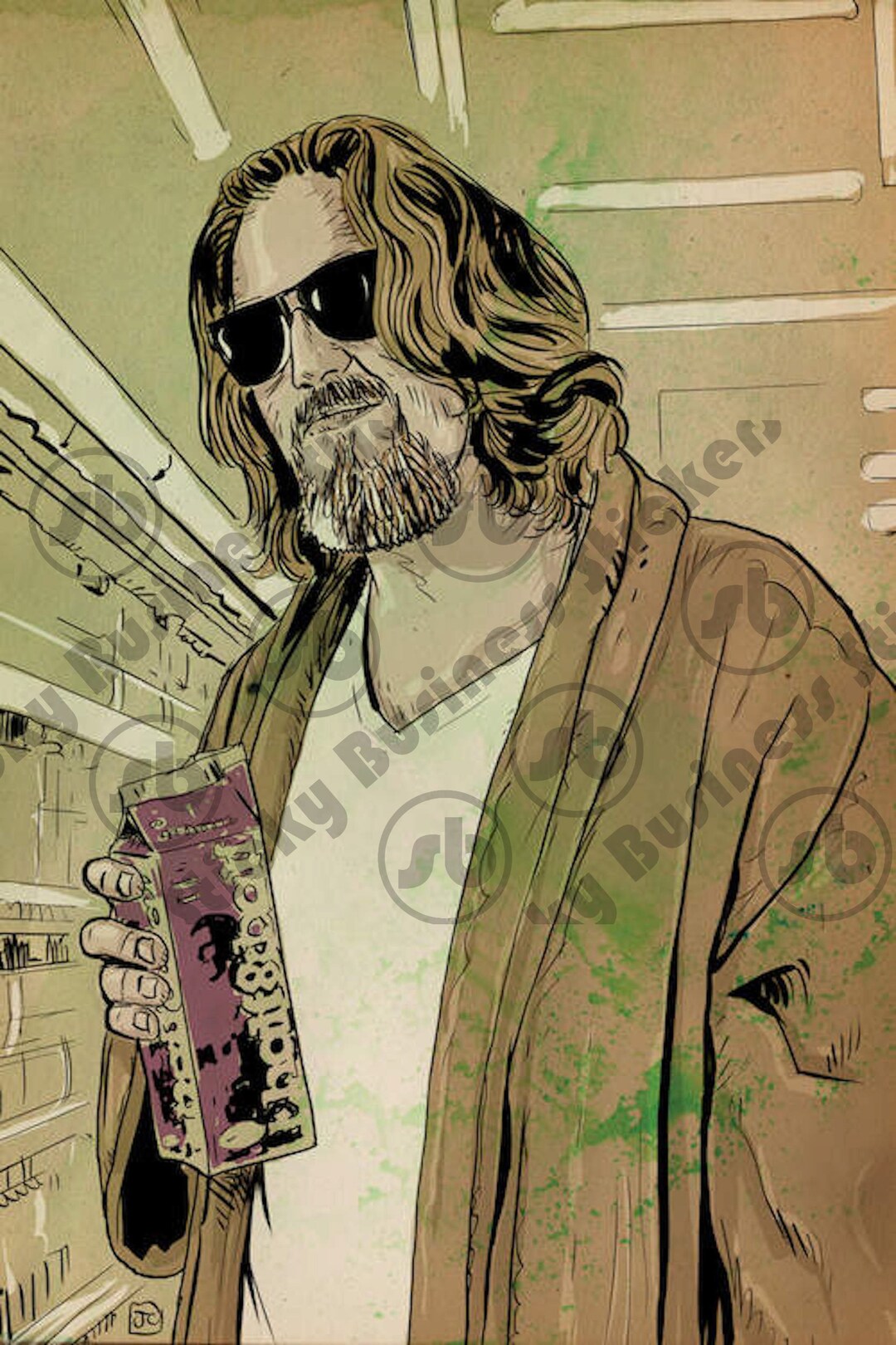 The Big Lebowski Sticker Opening Scene Dude Drinking Milk at Ralphs 4 ...