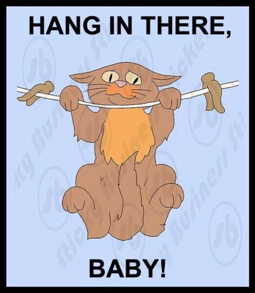 Hang in There Baby Cat Poster Sticker Similar to the Simpsons - Etsy