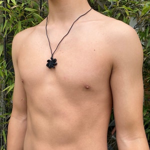 Genuine Black Jade Flower Design Adjustable Black Hemp Cord Pendant - Etsy