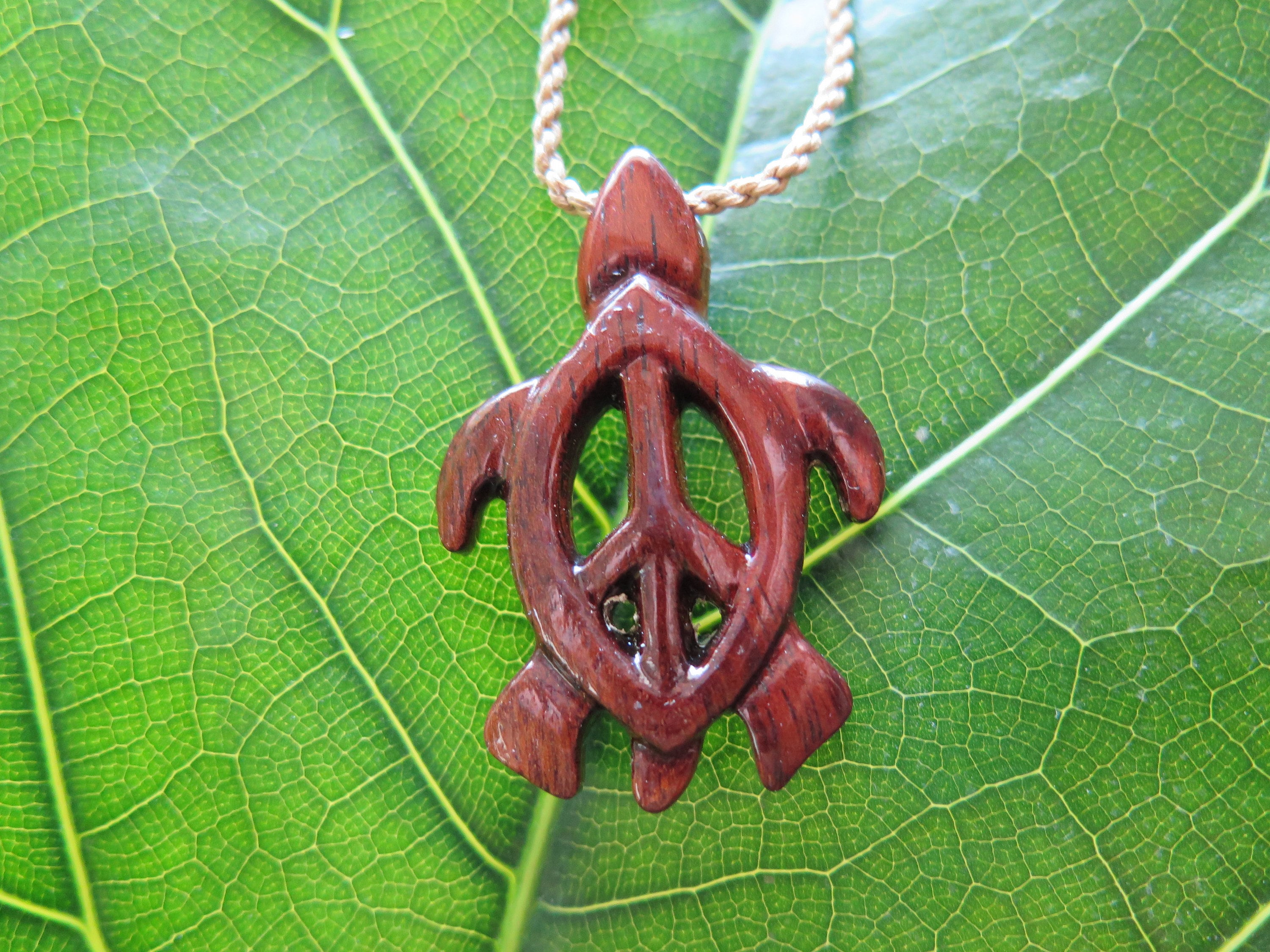Koa Wood Natural Hawaiian Jewelry Turtle Peace Sign Honu | Etsy