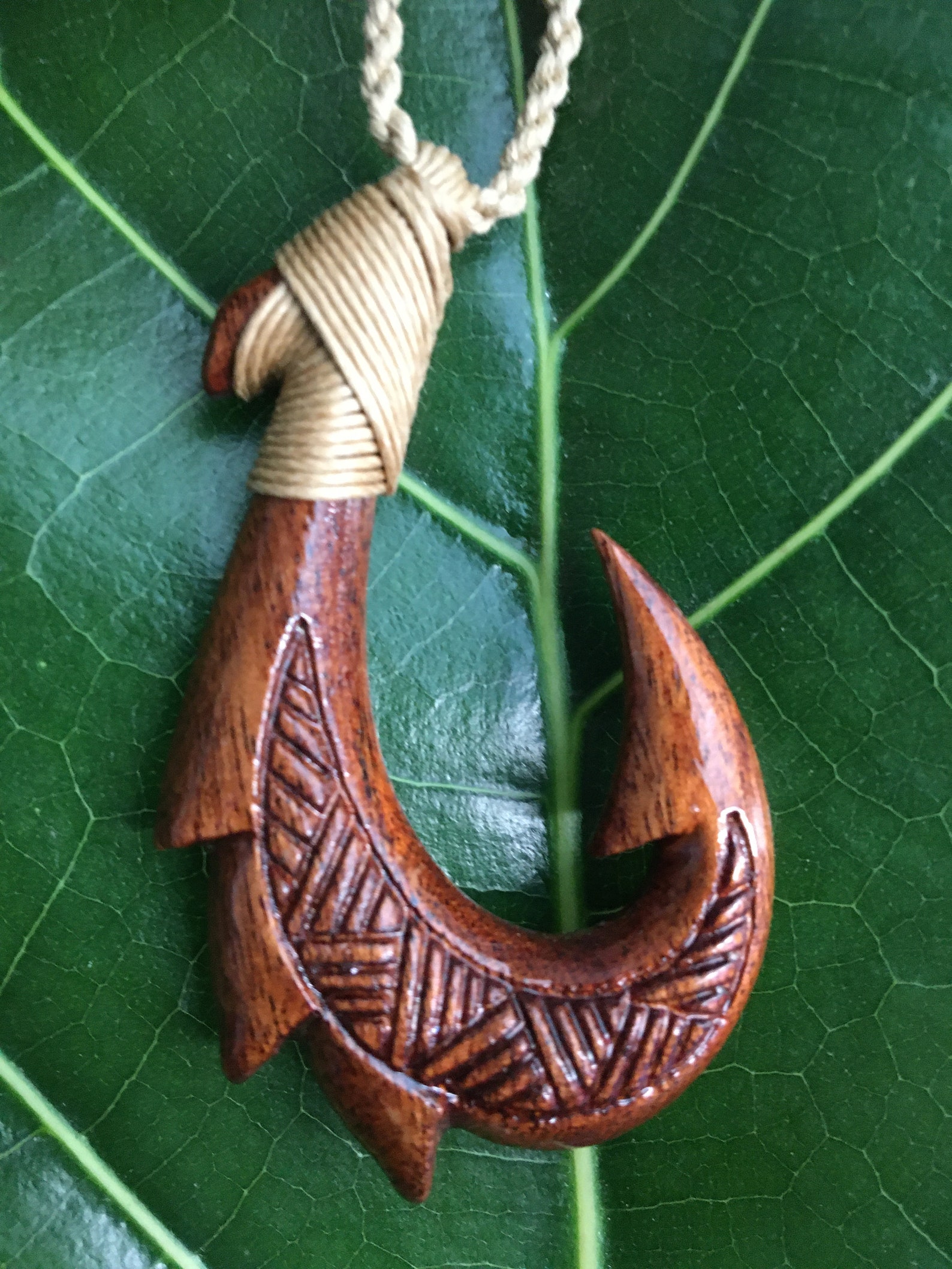 Koa Wood Pointed Fish Hook Tribal Design Maori Hei Matau - Etsy