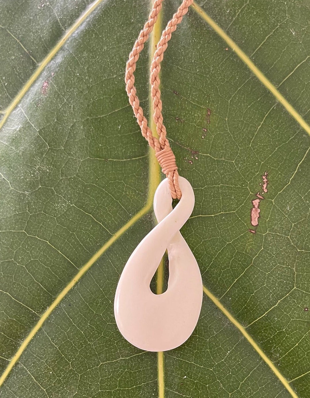 Buffalo Bone Spiral Polynesian Design Pendant With Adjustable Cotton ...