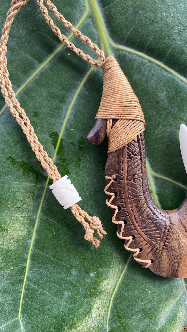 Tribal Carving Wood & White Buffalo Bone Fish Hook Maori - Etsy