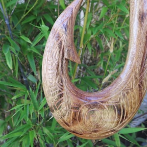 Hawaiian Hand Made Wall Decor Plaques Solid Wood Polynesian Fish Hook ...