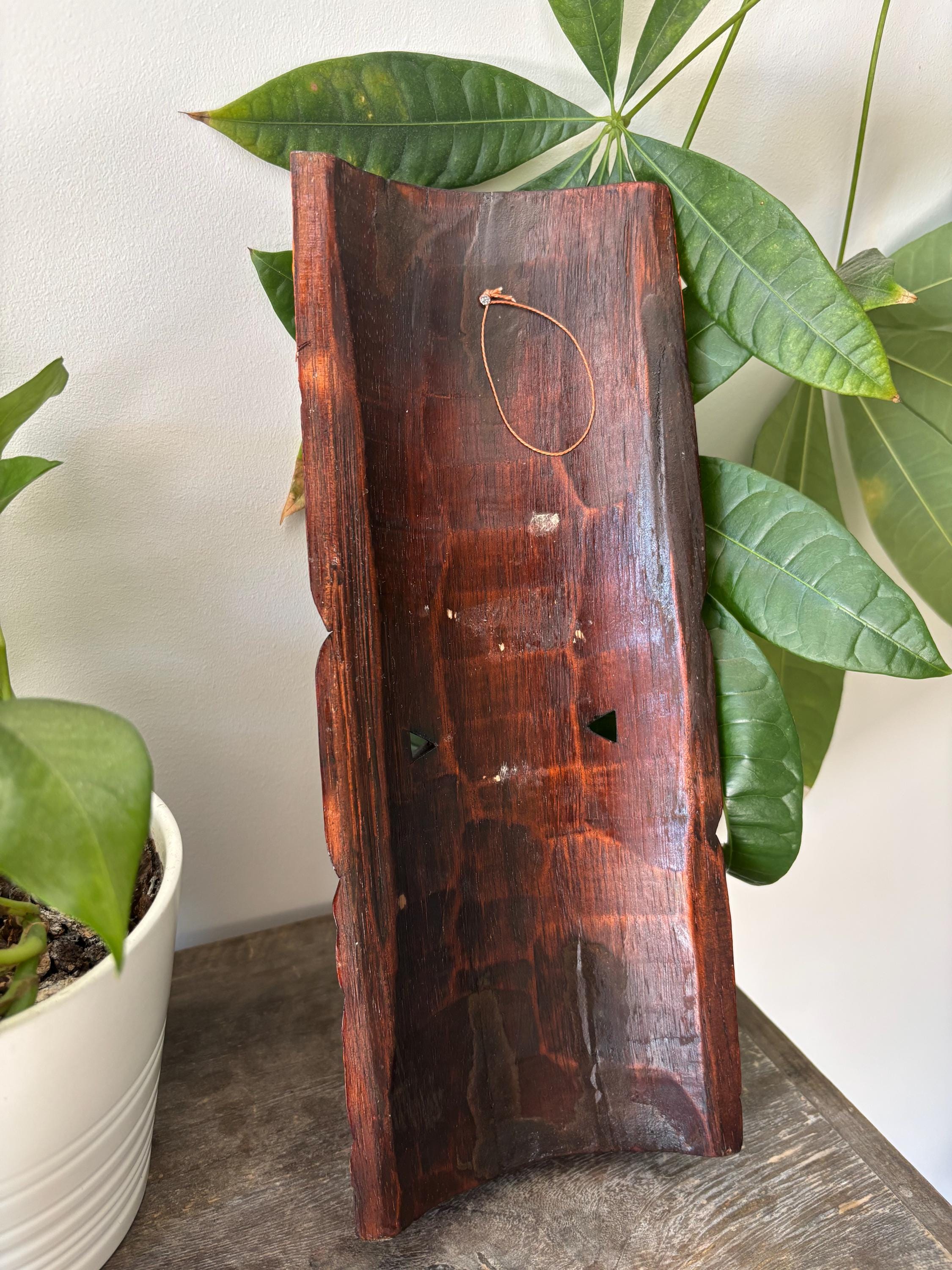 Hawaiian Hand Made Carved Wooden 12" Tiki Mask Wall Decor Hanging Tiki ...