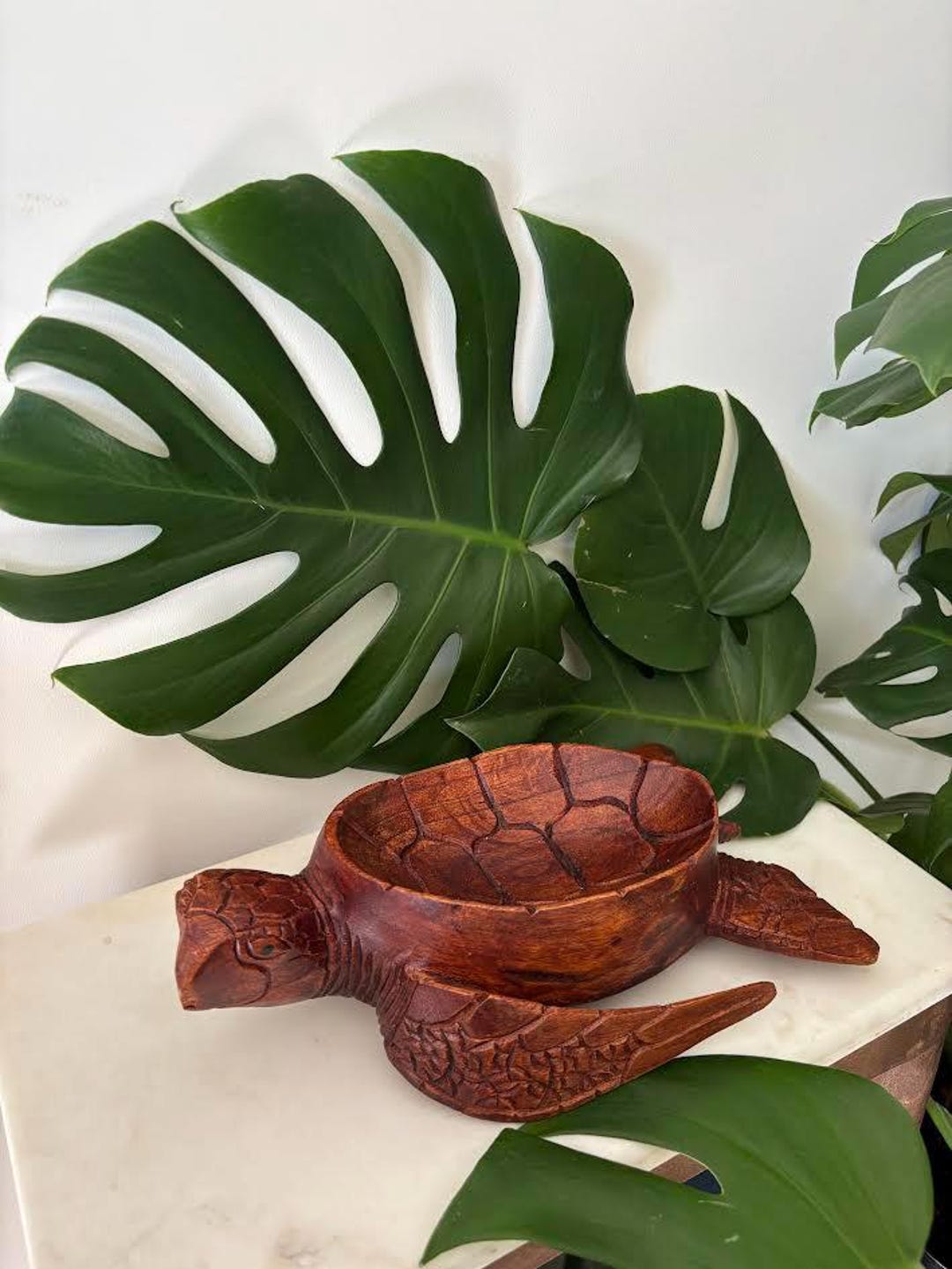 Hawaii Hand Made Home Decor Solid Wood Polynesian 12" Turtle Honu Dish ...
