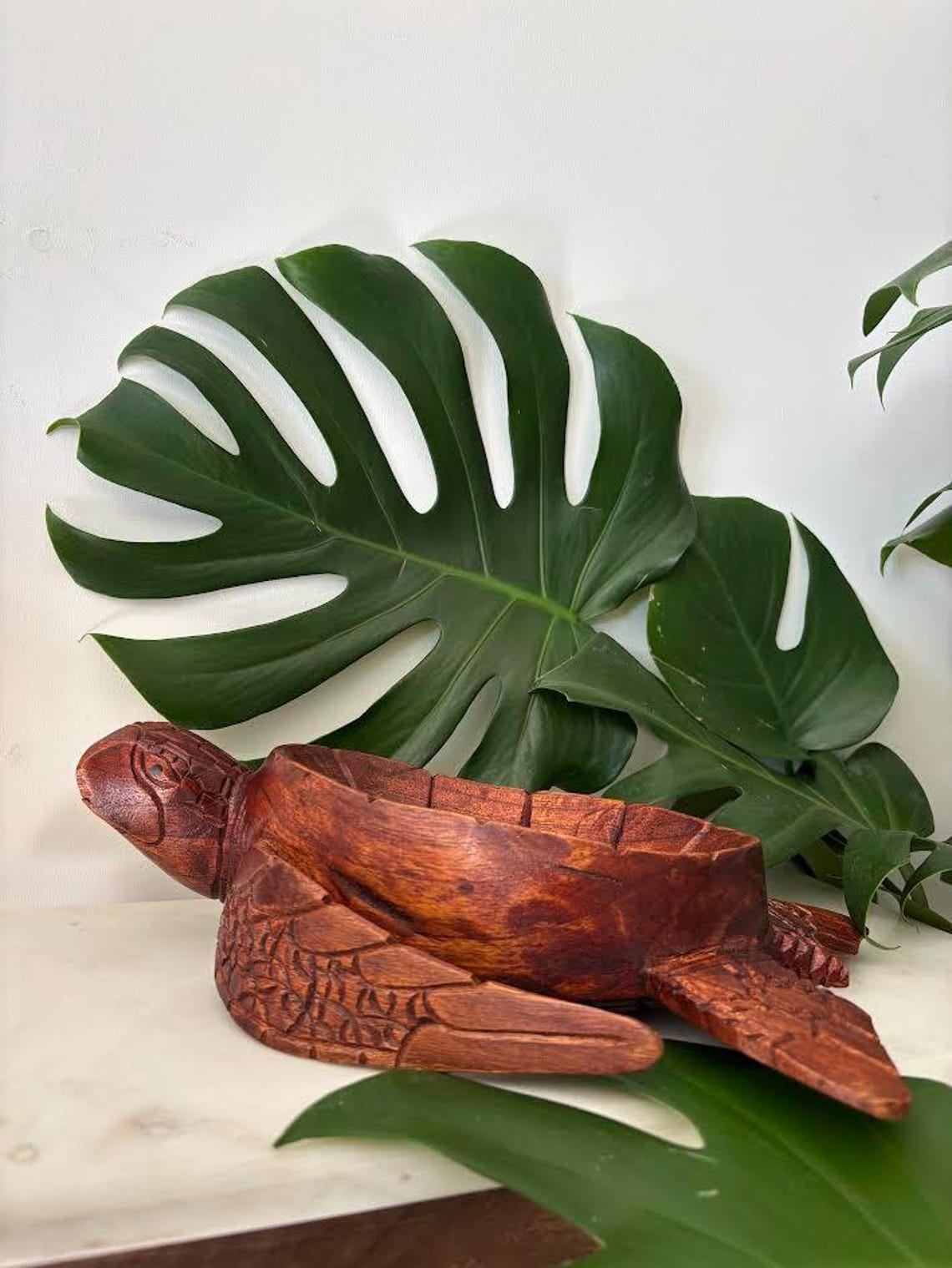 Hawaii Hand Made Home Decor Solid Wood Polynesian 12" Turtle Honu Dish ...