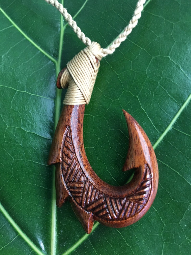 Koa Wood Pointed Fish Hook Tribal Design Maori Hei Matau - Etsy