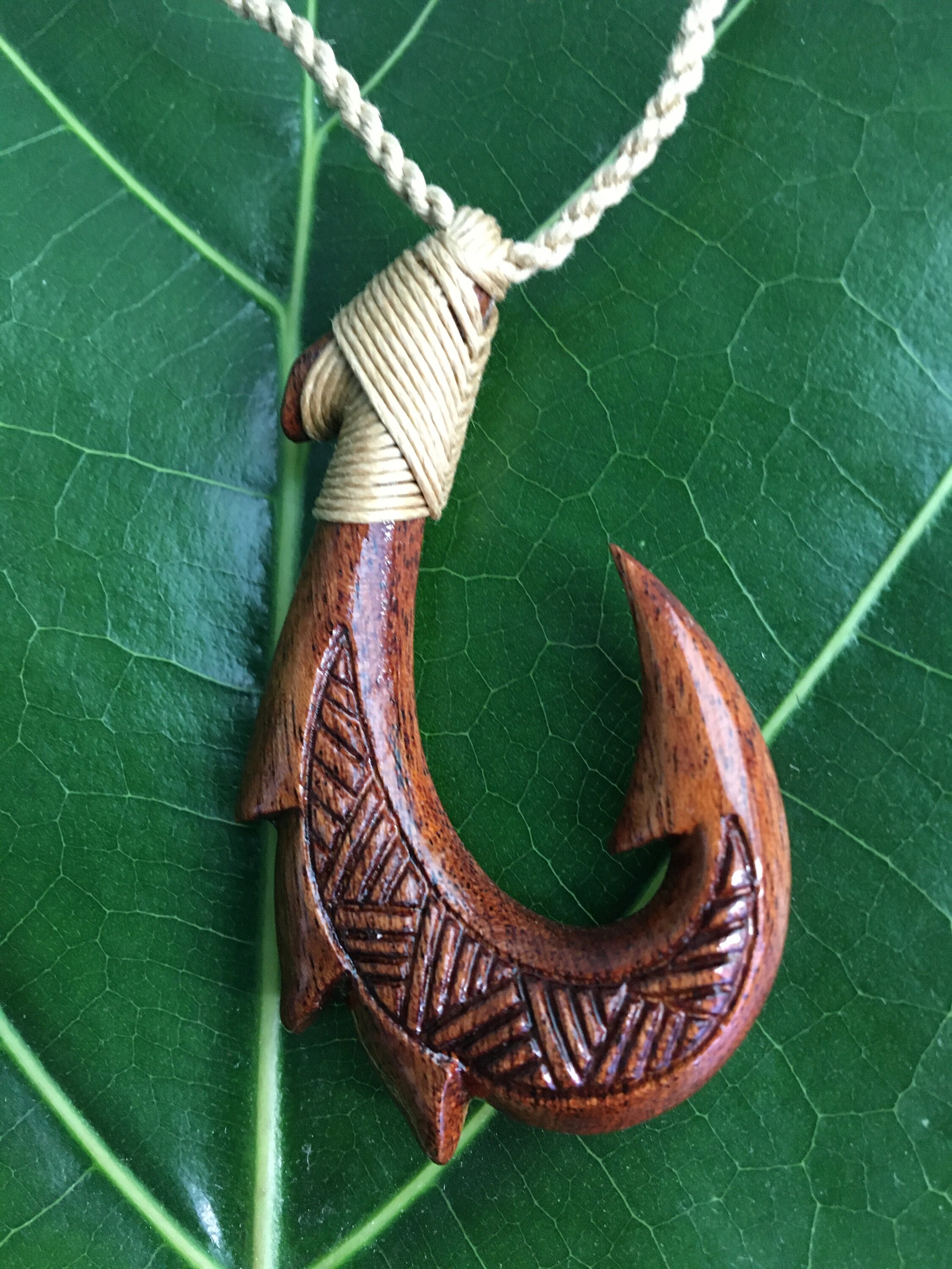 Koa Wood Pointed Fish Hook Tribal Design Maori Hei Matau - Etsy