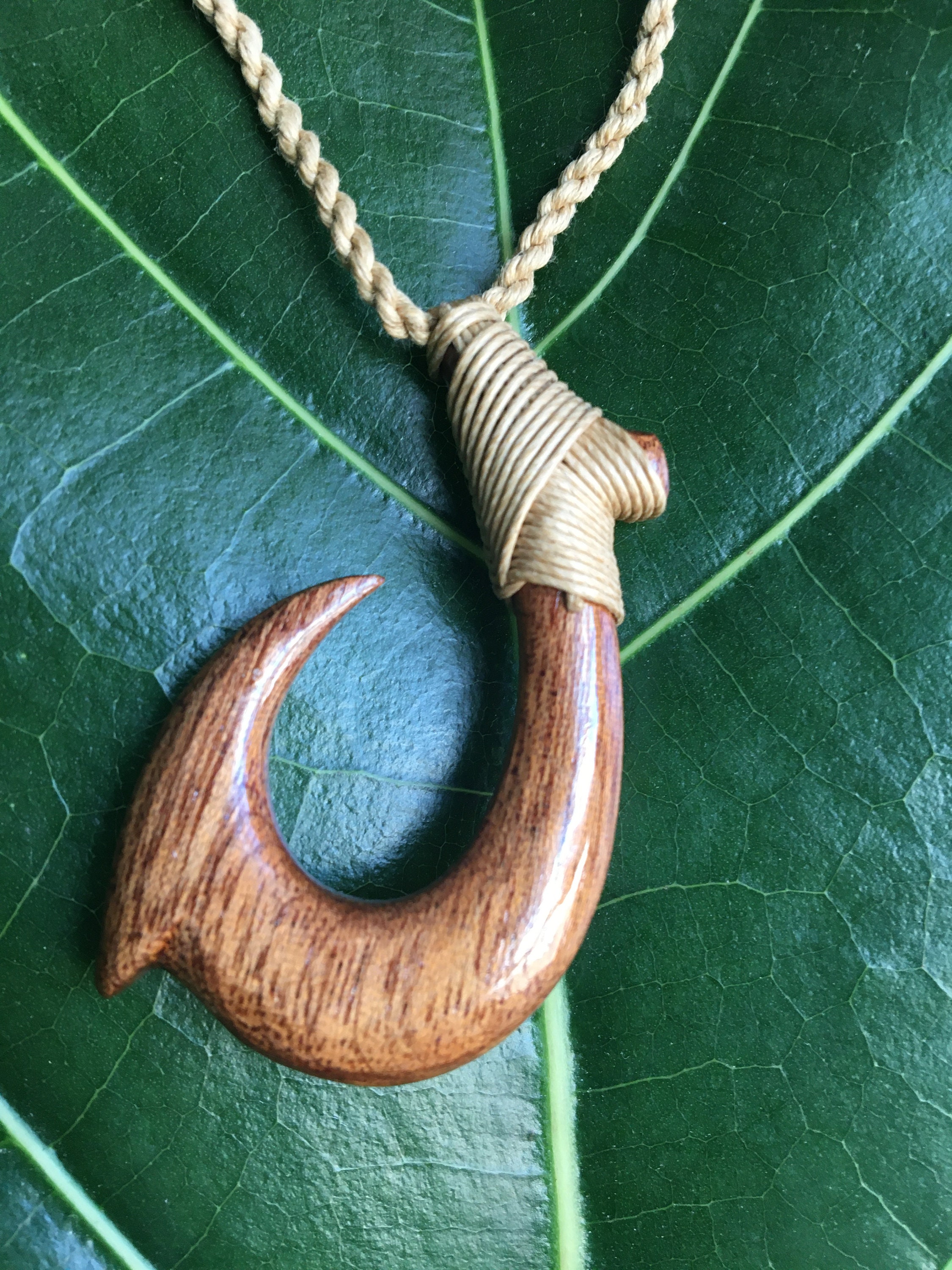 Tribal Hawaiian Koa Wood Fish Hook Pointed Polynesian Pendant | Etsy