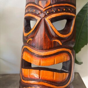 Hawaiian Hand Made Carved Wooden 12" Tiki Mask Wall Decor Hanging Tiki ...