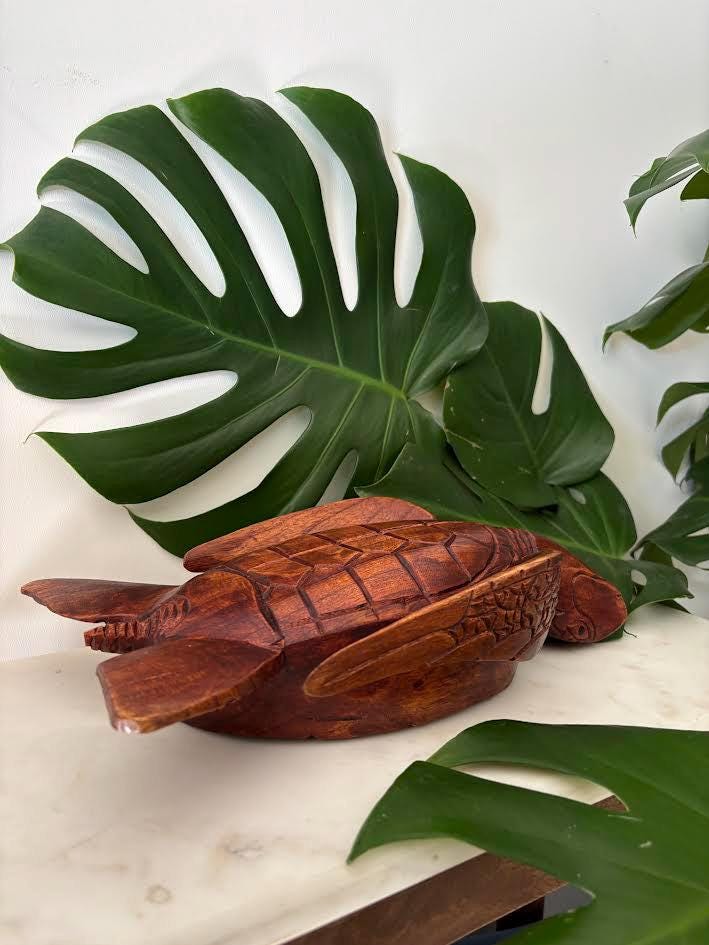 Hawaii Hand Made Home Decor Solid Wood Polynesian 12" Turtle Honu Dish ...