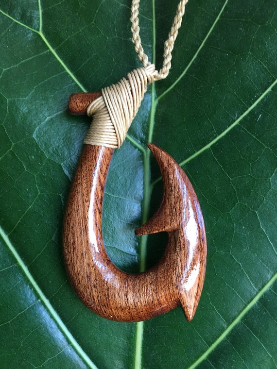 Genuine Koa Wood Traditional Polynesian Design Fish Hook New | Etsy