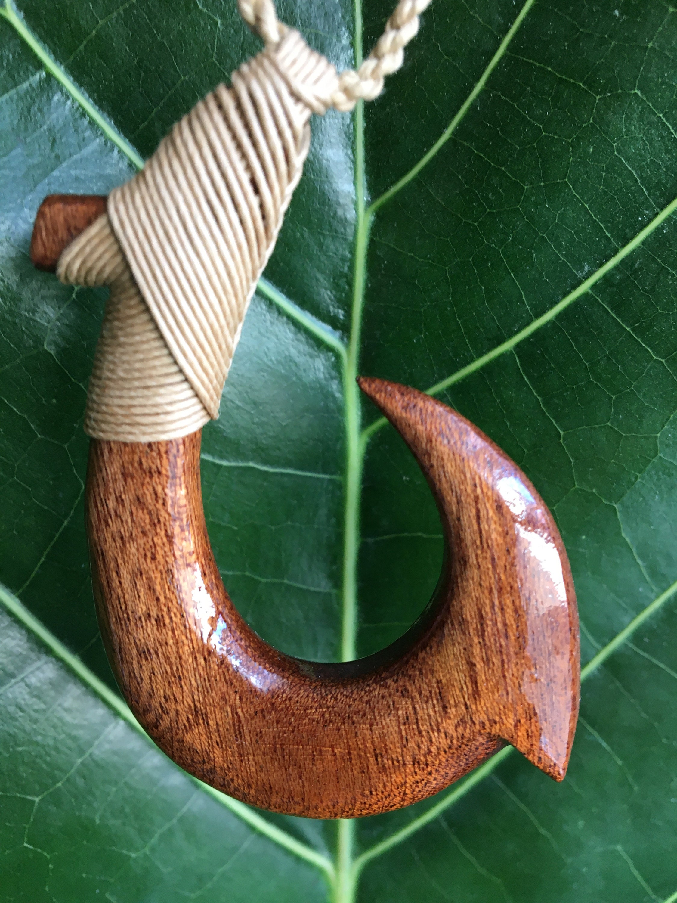 Genuine Koa Wood Pointed Fish Hook Maori Tribal Pendant With | Etsy